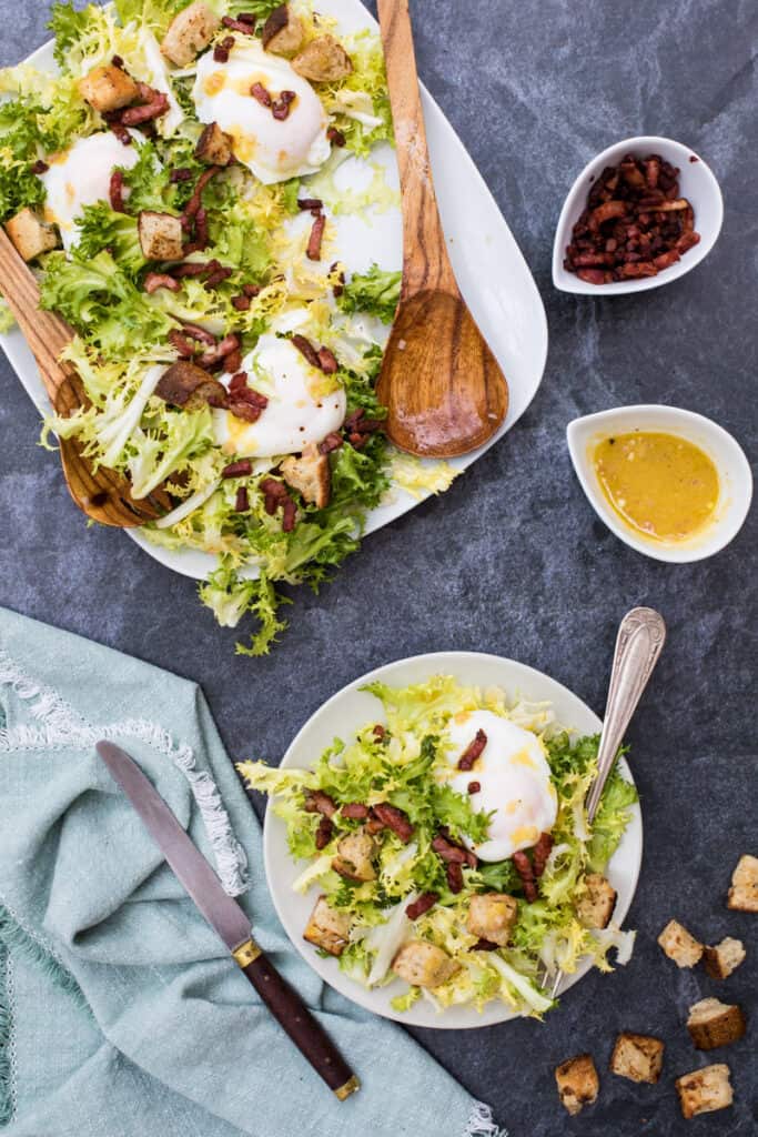 Frisée Salad with Baguette Croutons - Vanilla Bean Cuisine