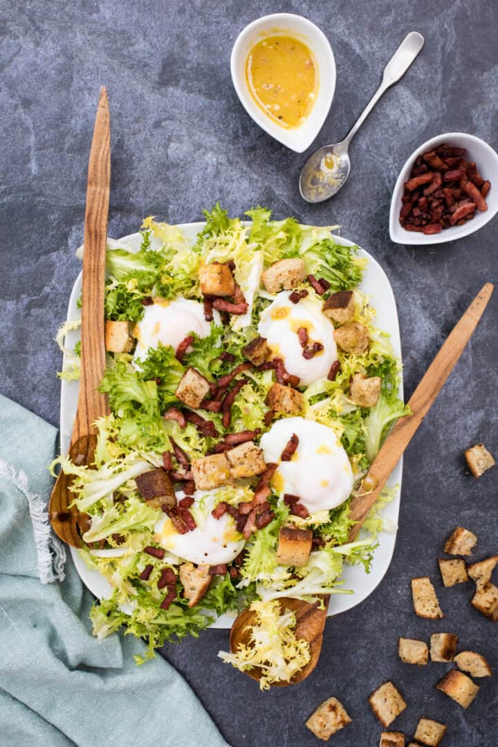 Frisée Salad with Baguette Croutons - Vanilla Bean Cuisine