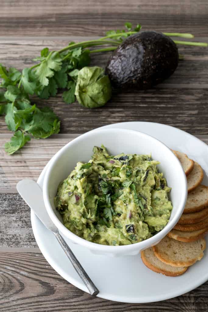 Charred Tomatillo and Red Onion Guacamole - Vanilla Bean Cuisine