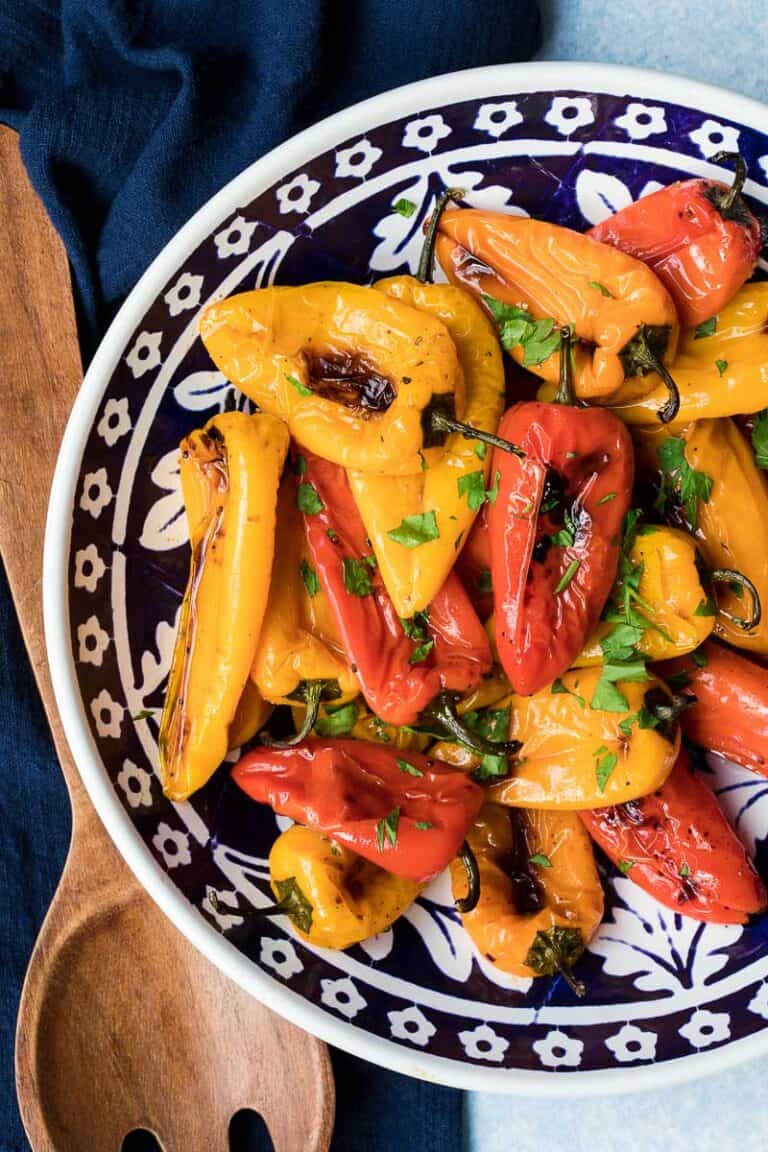 4-Ingredient Roasted Mini Peppers - Vanilla Bean Cuisine