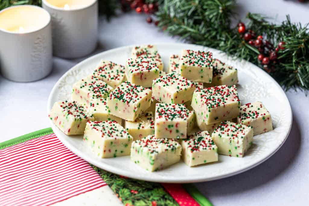 Easy Christmas Sugar Cookie Fudge - Vanilla Bean Cuisine