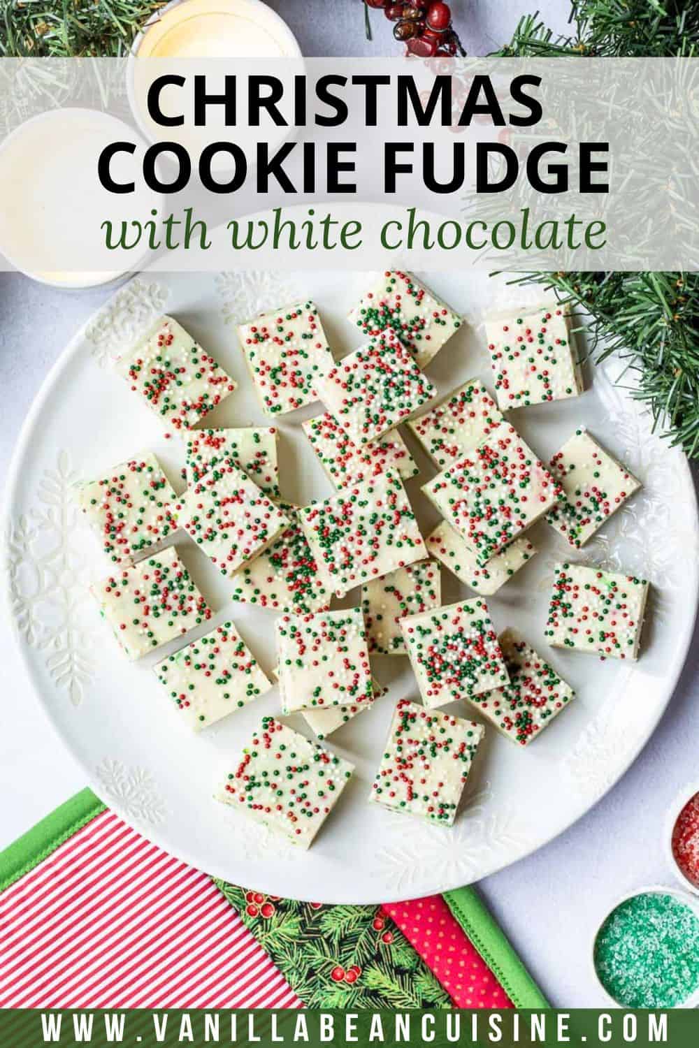 Easy Christmas Sugar Cookie Fudge - Vanilla Bean Cuisine