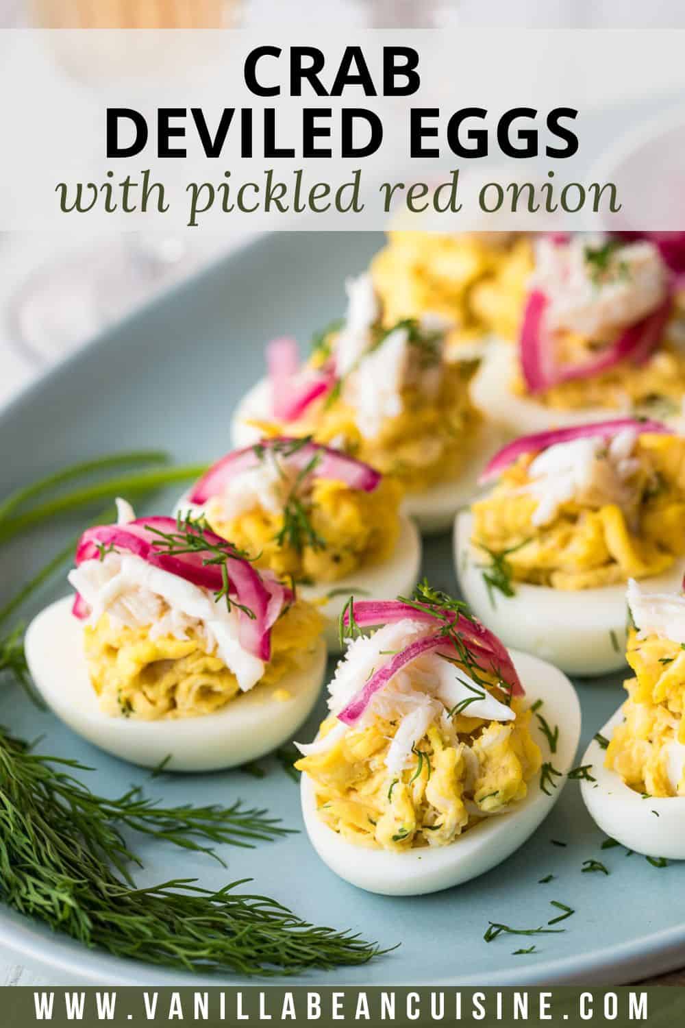 Crab Deviled Eggs with Pickled Onions - Vanilla Bean Cuisine